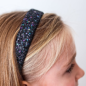 FROG SAC Glitter Headbands for Girls, Sparkly Wide Headband for Little Girl Hair Accessories, Cute Sparkle Hair Bands for Kids, Thick Bling Hairband for Children (Purple)