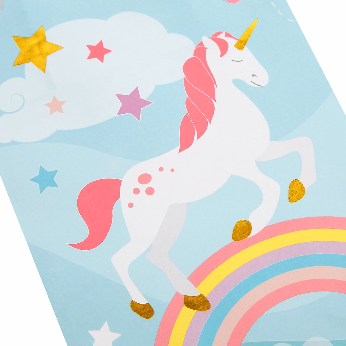 BLUE PANDA 24 Pack Small Unicorn Favor Bags with Handles, Pastel Rainbow Birthday Party Decorations (5.5 x 8.6 x 3 In)