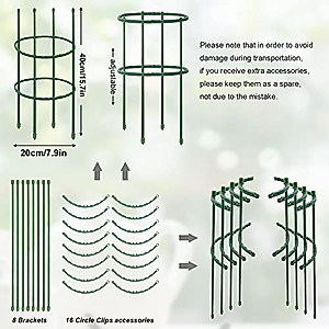 Plant Support Cages 15.7 Inches Garden Plant Support Ring Plant Stake Plant Support Tomato Cage, Perfect for Small Plants, Vegetables, Flowers, Plant Trellis for Potted Plants 2 Pack