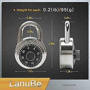 LanuBe Lock Standard Dial Combination Lock, 2 in. Wide, with Different Combinations, Black Turnplate, Pack of 48; Lock for School, Employee, Gym & Sports Locker, Case, Toolbox, Fence and so on