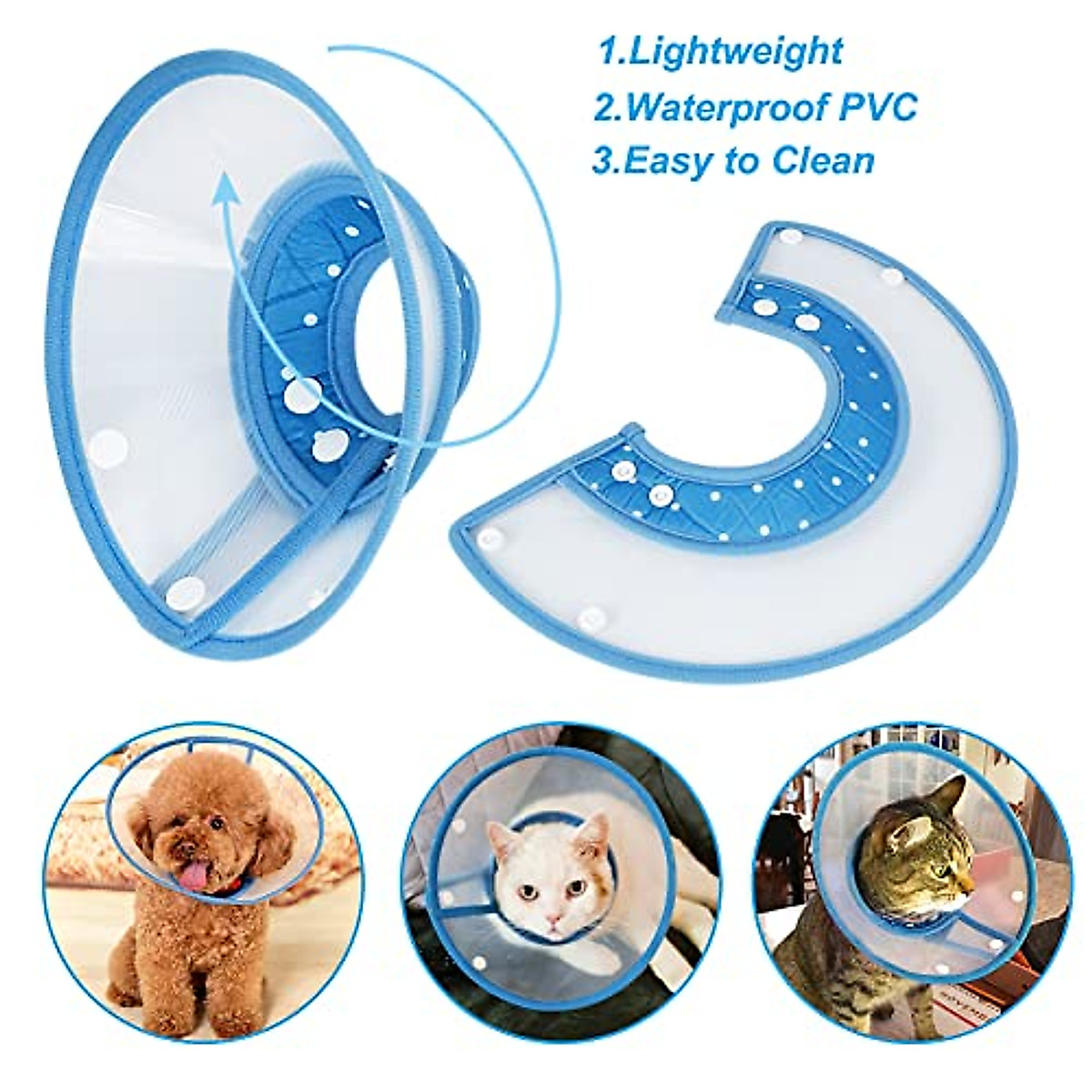 Vivifying Cat Cone, Adjustable 4.7-5.7 Inches Lightweight Elizabethan Collar for Kittens, Rabbits, Cats, Kitties, Small Cats (Blue)