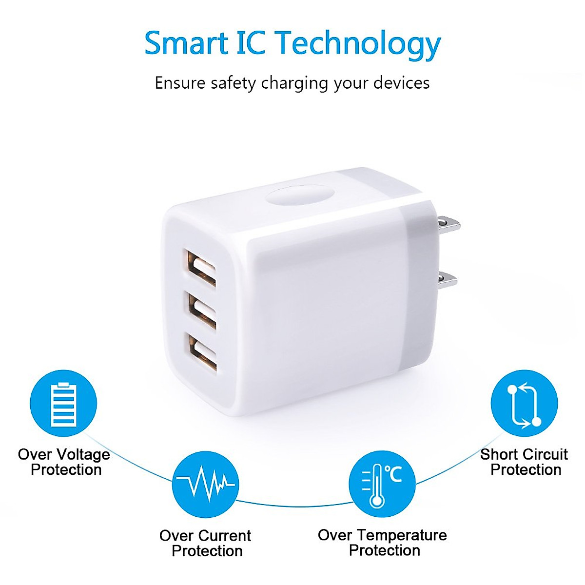 Fast Charging Block, HOOTEK USB Plug Wall Charging Adapters 3.1A Multiple Wall Charger Box Cube Brick for iPhone 15 14 13 12 11 Pro Max XS XR X 8 Plus, Samsung Galaxy S24 A53 S23 S22 S21 S20, LG, Moto
