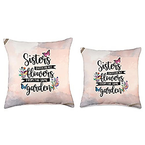 Different Flowers From Same Garden Matching Sister Sisters Throw Pillow, 18x18, Multicolor