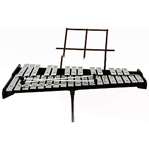 Gearlux 32-Note Glockenspiel Bell Kit with 8" Practice Pad, Stand, Music Rest, Mallets, Drum Sticks, and Gig Bag