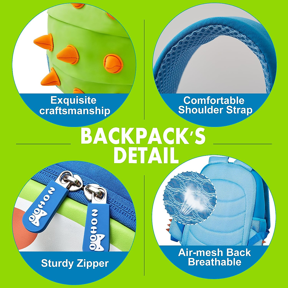 NOHOO Toddler Backpack Kids Backpack Cute Animal Schoolbag Waterproof Ocean Backpack for Baby Boys Girls Age 3 to 6 (Shark)