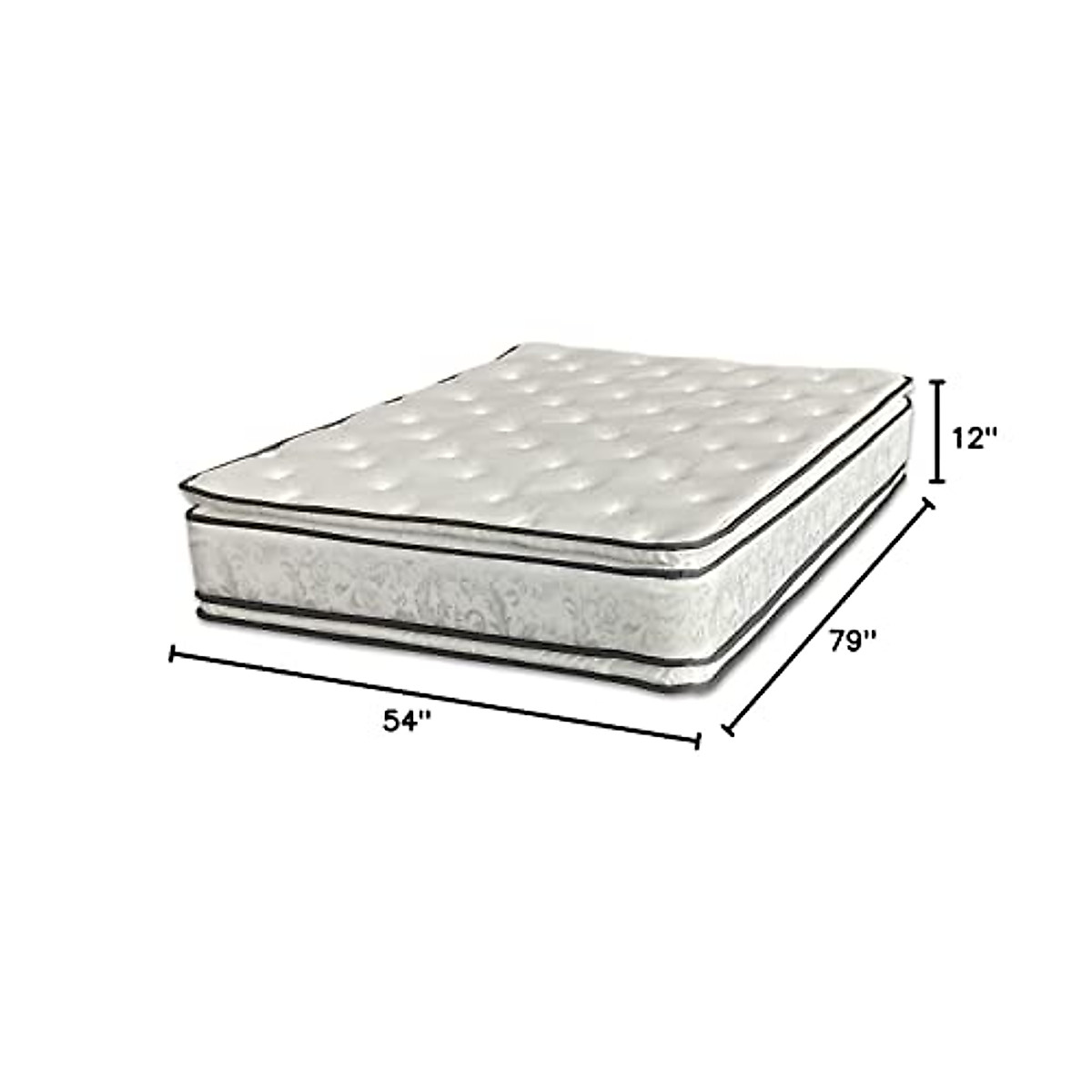 Mattress Solution Medium Plush Double Sided Pillowtop Innerspring Fully Assembled Mattress, Good for The Back, Full XL, Size