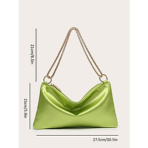 Verdusa Women's Satin Evening Handbag Shoulder Bag Purse Light Green one-size