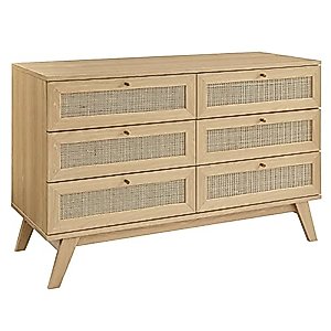 Modway Soma 6-Drawer Double Dresser in Oak, 18.5 x 47 x 30