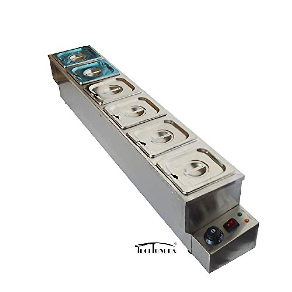 TECHTONGDA Food Soup Warmer Bain Marie Steam Table Commercial Canteen Buffet Heater Stove 7x6.5x6inch Pan 6 Pan