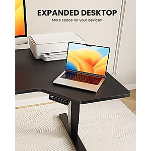 ErGear L Shaped Height Adjustable Electric Standing Desk 55" Corner Dual Monitor Wall Mount for 17 to 32 Inch
