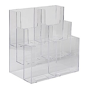 Dazzling Displays Acrylic Stand 3 Tier, 6 Pocket Fits 4 by 9 Material, Trifold Brochure Holder, Countertop Clear Display, Organizer Tray, Rack for Pamphlet, Letters, Folders, Document, Sign, Cards (1)