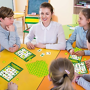 GIANTRUMP St Patricks Day Bingo Game for Boys and Girls, 24 Players St Patricks Day Games for Green Shamrock Party Games St Patricks Party Games Spring Classroom Family Activities