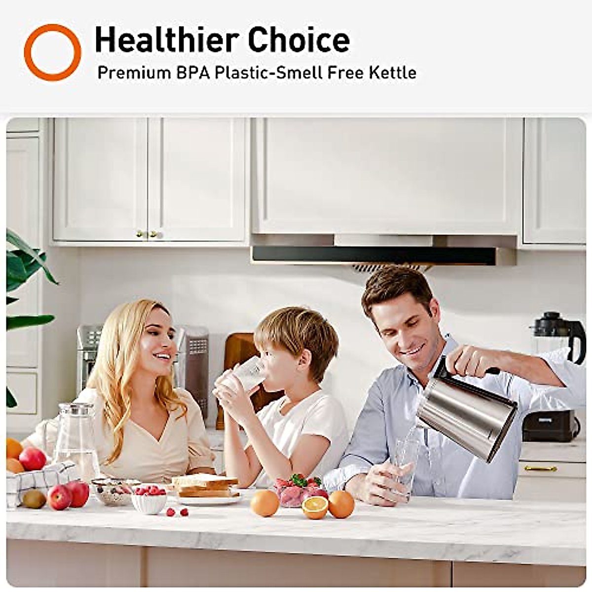 JOYOUNG Double Wall Electric Kettle BPA Free Stainless Steel Electric Tea Kettle & Hot Water Boiler with STRIX for Auto Shut-Off Boil-Dry Protection, 1.5L, Sliver