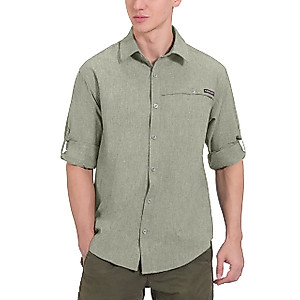 Little Donkey Andy Men's Quick Dry Hiking Shirt, Lightweight Long Sleeve Travel Shirt, Air-Holes Tech Laurel Oak Heather XXXL
