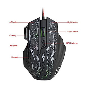 Gaming Mouse, Gojiny 7 Buttons USB Wired Optical Game Gaming Mouse Light Computer Mouses for PC Games