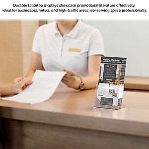 Marketing Holders 10 Pack 4.25" Brochure Holder Countertop Dispenser Holds Rack Cards Single Pocket Tri Fold Trade Show Pamphlet Bin for Waiting Rooms Gyms and Retail Shops Clear Acrylic