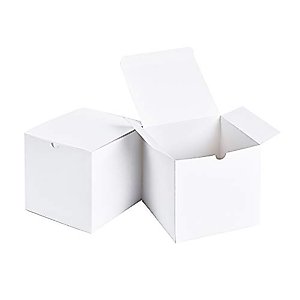 SHIPKEY 10 Pcs White Cardboard Gift Boxes with lids | 6x6x6inch Square Boxes | Medium Gift Boxes Suitable for Party, Wedding, Christmas, Holidays, Birthdays and All Other Occasions