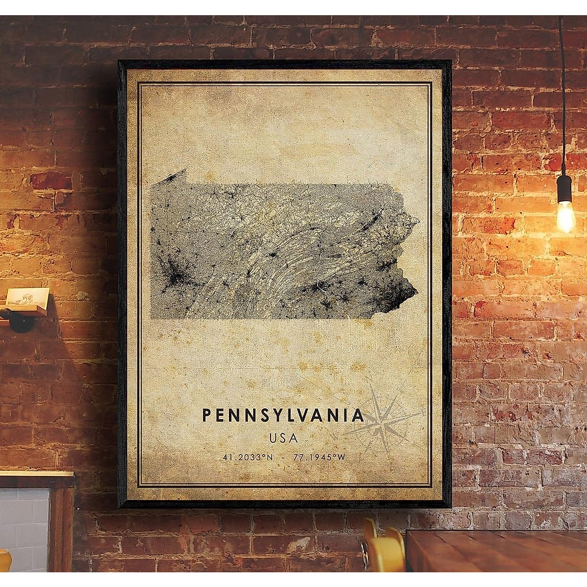 Pennsylvania Vintage Map Print Pennsylvania Map USA Map Art Pennsylvania City Road Map Poster Vintage Gift