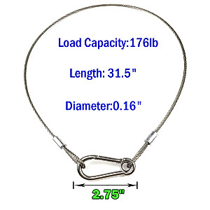 SMTUNG 31.5'' Fall Prevention Safety Cables Stainless Steel Security Rope for Party Lights DJ Light Stage Lighting 176lb Load Capacity (6pcs 0.16in 4mm)