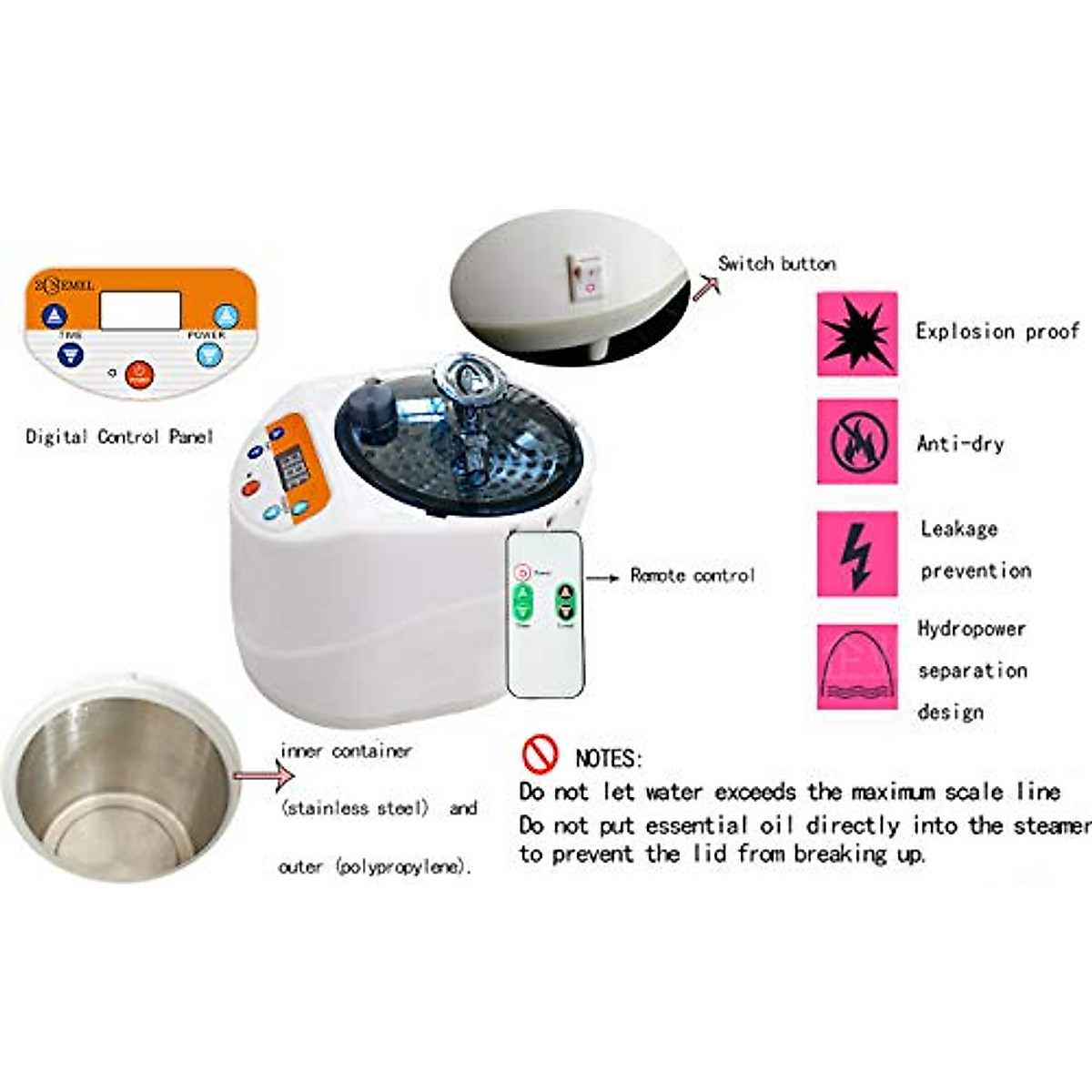 ZONEMEL Portable Steam Sauna Kit,1000 Watt 3 Liters Steamer, Full Size Sauna Tent, Personal Home Spa, with Remote Control, Timer