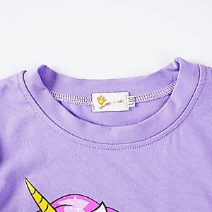 Little Girls Summer Pajamas Unicorn Short Sleeve 100% Cotton Sleepwear 2 Pieces Toddler Pjs Children Clothes Kids Jammies Sets Size 5t