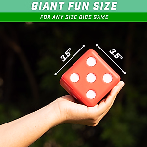 GoSports Giant 3.5 Inch Red Foam Playing Dice Set with Scoreboard (Includes 6 Dice, Dry-Erase Scoreboard and Carrying Case)
