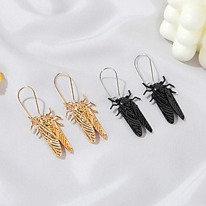 BELUCKIN Vintage Egyptian Big Insect Bug Cicada Dangle Earrings Retro Animal Jewlery (gold)