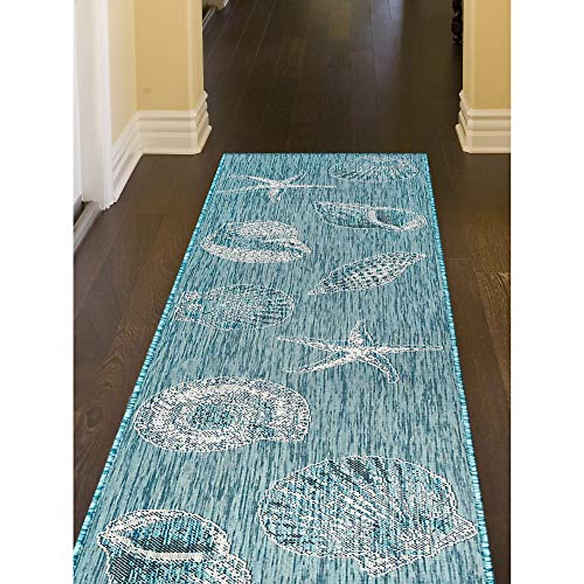 Liora Manne Shells Aqua Indoor Outdoor Area Rug, 1'11" x 7'6"
