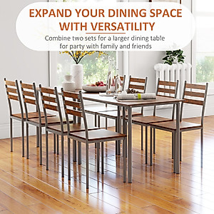 HOMCOM Modern Dining Table Set for 4, 5-Piece Kitchen Table Set, Rectangular Dining Table and 4 Chairs for Small Space, Dinette, Breakfast Nook, Brown