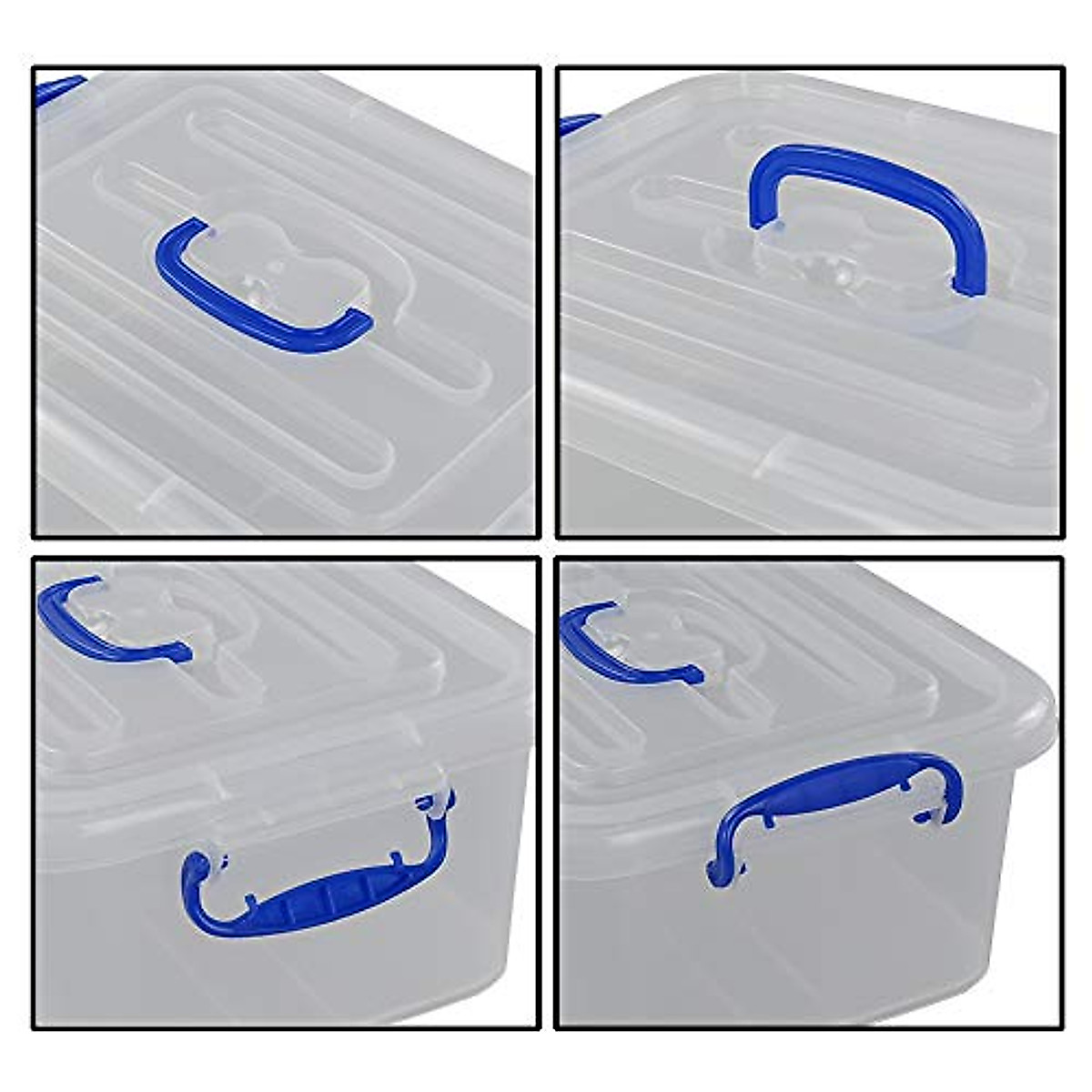 Morcte 8 Liter Clear Latching Box, Plastic Storage Bin with Handle, 2-Pack