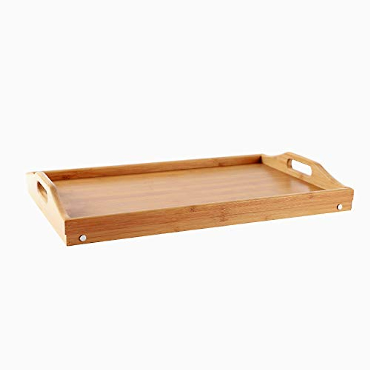 Folding Bamboo Serving Tray with Handles - Wood Table Trays for Eating Food - Portable, Breakfast, Dinner or Snack at Home (Bed, Couch, Chair) - TV Tray - Lap Desk for Laptop - Large and Roomy
