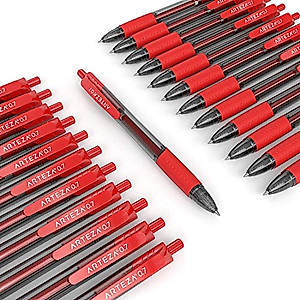 ARTEZA Red Gel Pens, Pack of 24, 0.7mm Medium Point, Quick Drying Ink for Smooth Writing, Perfect for College School Supplies, Office Tasks, and Note Taking