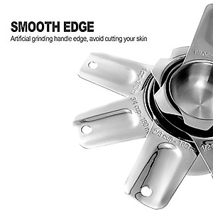 13-piece Measuring Cups and Spoons Set, 18/8 Stainless Steel Heavy Duty Ergonomic Handle with Ring Connector, Silver