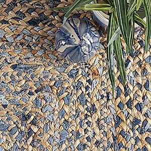 nuLOOM Eliz Braided Denim and Jute Area Rug, 4x6, Blue