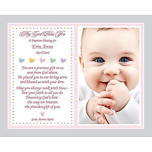 Poetry Gifts Custom Baptism Keepsake for Baby Girl, Personalized Print with Name, Date and Photo