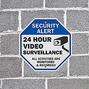 "Security Alert - 24 Hour Video Surveillance, All Activities Monitored" Sign By SmartSign | 10" x 10" Aluminum
