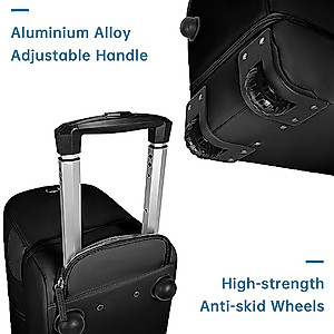 ETRONIK Rolling Duffle Bag with Wheels, 21 Inch Carry on Bag for Airplanes with Shoes Compartment, Canvas Weekender Overnight Bag for Women with Toiletry Bag, Black