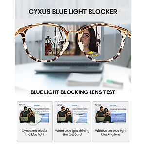 Cyxus Blue Light Blocking Leopard Fashion Lightweight Tr90 Computer Glasses For Women Anti Eye Strain And Glare Uv Blocking Filter Cute Round Metal Frames Eyewear
