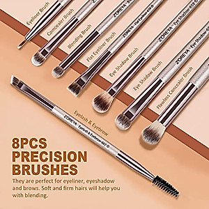 Raffaello Makeup Brushes, 15 Pcs Professional Premium Synthetic Brush Set, Foundation Concealer Eyeshadow Blush Makeup Brush Set (Champagne Gold)