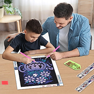 RICUVED Diamond Art, Halloween Pumpkin Diamond Art Kits for Adults Full Round Drill, DIY 5D Skeleton Flowers Diamond Dots Painting Arts and Crafts Gift Home Wall Decor 12x16Inch