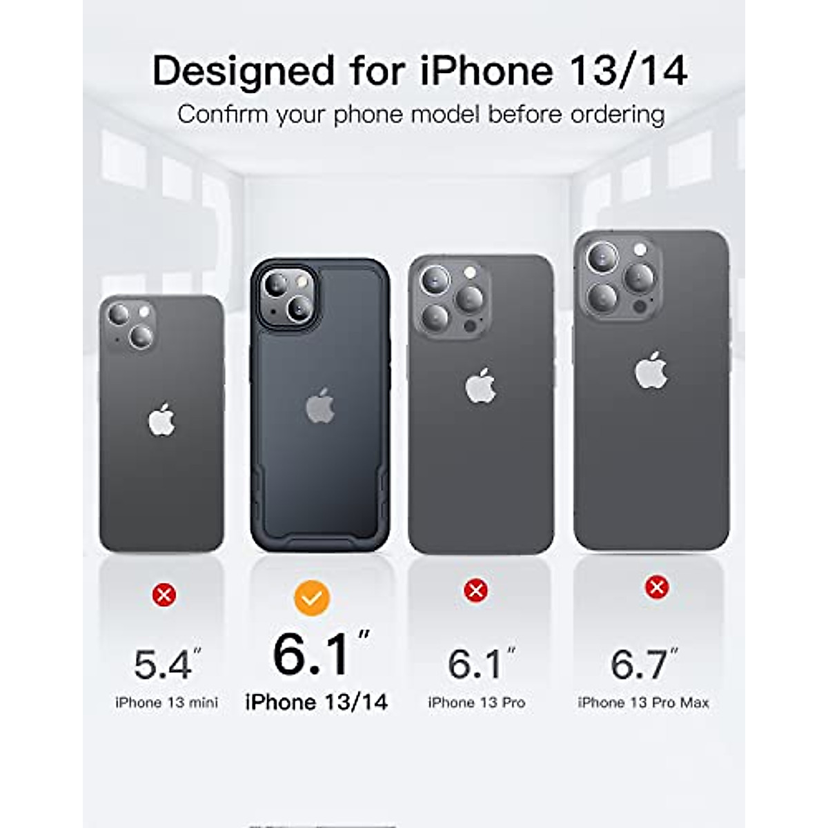 Humixx Designed for iPhone 13 Case & iPhone 14 Case [10FT Military Grade Drop Protection] [Anti-Scratch & Anti-Fingerprint] Shockproof Translucent Matte Back with Soft Bumper Protective Case, Black