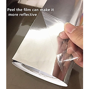 Simplemuji 15inch by 79inch Self-Adhesive Reflective Chrome Silver Vinyl Wrap Sticker Decal Film Sheet
