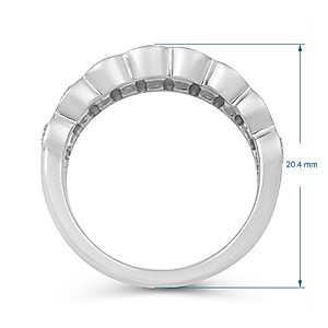 Jewelili Sterling Silver 1/6 Cttw Natural White Round Diamonds Stackable Anniversary Ring, Size 7