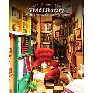 Rolife DIY Book Nook Kit 3D Wooden Puzzles for Adults 8.6" Bookstore Miniature House Kit Booknook Bookshelf Insert Decor with LED Lights Craft Kits Unique Gifts for Him Her