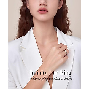 Ladytree Sterling Silver Forever In My Heart Infinity Mini Ring Hold Loved Ones Ashes Cremation Urn Ring for Women Finger Ring Memorial Jewelry (Infinity, 9)