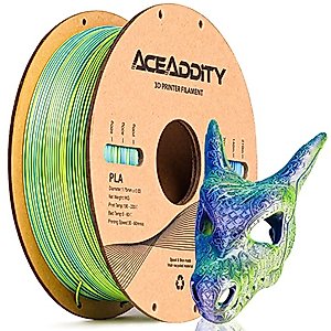 Aceaddity Silk Magic PLA 3D Printer Filament, Multi-Colour Tri-Extrusion 1.75mm 3D Printing PLA Filament, Shiny Silk Coextruded PLA, Dimensional Accuracy +/- 0.03 mm, 1kg/2.2lbs (Blue-Purple-Yellow)