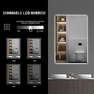 KEECKA 24x36 Inch LED Bathroom Mirror with Lights,Backlit, Anti-Fog Wall Mounted Dimmable Lighted Bathroom Mirror,3-Color Warm/Natural/White High(Vertical & Horizontal)