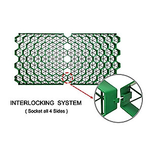 Techno Earth ( 1.9" Depth Permeable Grass Pavers for Your Grass Parking Lots, Access Roads, driveways, fire Lanes, RV and Boat Storage Pads - (Pack of 4-11 Sf) (Green)