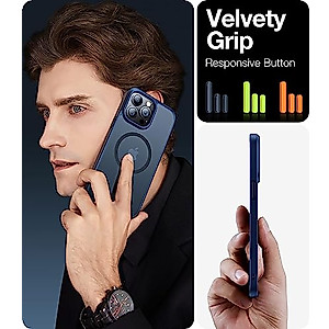 TORRAS Magnetic Guardian Designed for iPhone 14 Pro Max Case Military Grade Drop Tested Compatible with MagSafe Slim Translucent Matte Phone (6.7"), Navy Blue