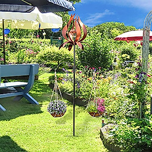 J-Fly Solar Wind Spinners Outdoor Garden Spinner Solar Spinning Windmill Super Large Spinning Garden Ornaments Perfect for Patios, Lawns Or Gardens 83 Inch